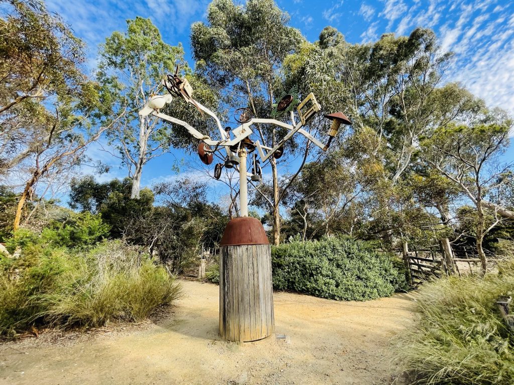 Recycled windmill sculpture