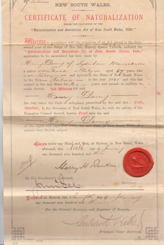 Naturalisation certificate